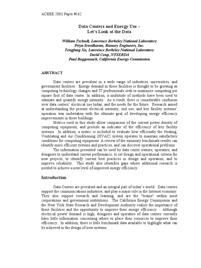 Data Centers And Energy Use Pdf Data Center Hvac