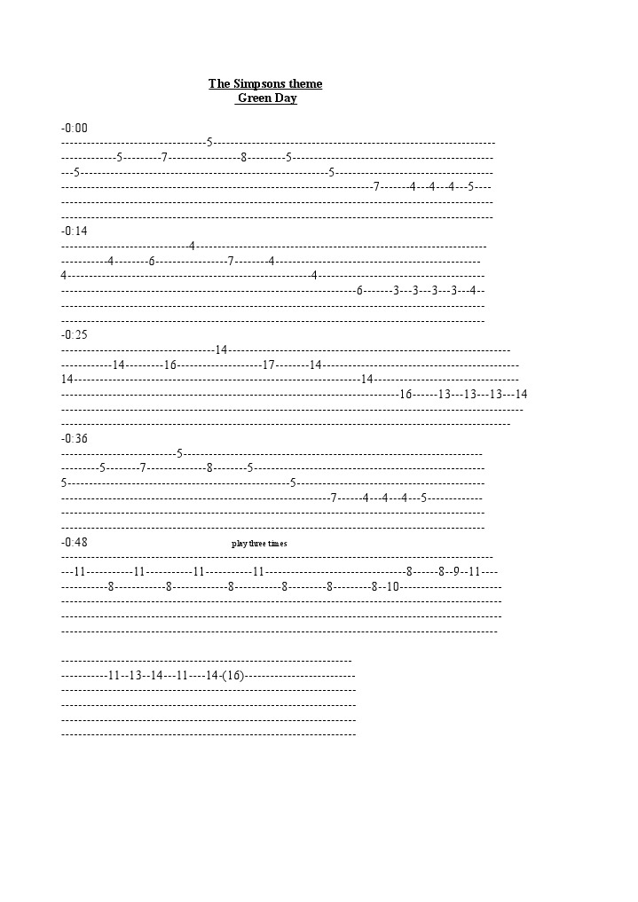 The Simpsons Theme Guitar Tabs | PDF