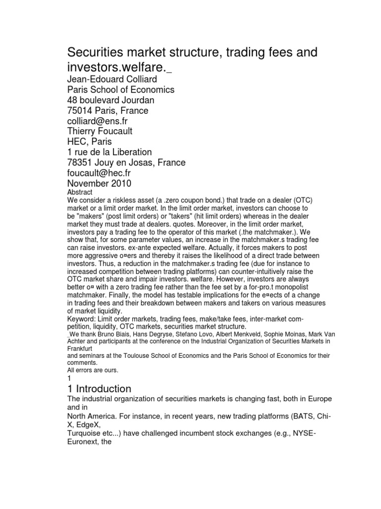 Securities Market Structure | PDF | Order (Exchange) | Economic Equilibrium