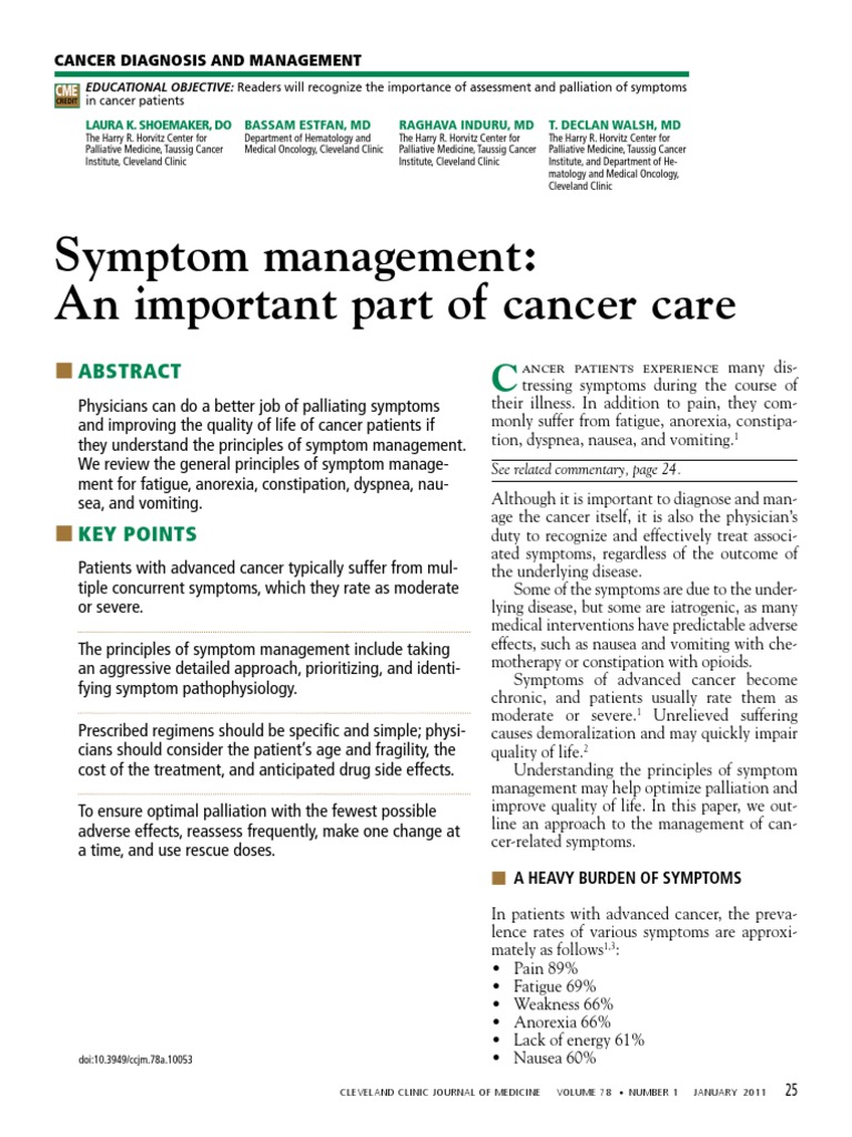 Cancer Symptom Management Strategies | PDF | Constipation | Nausea