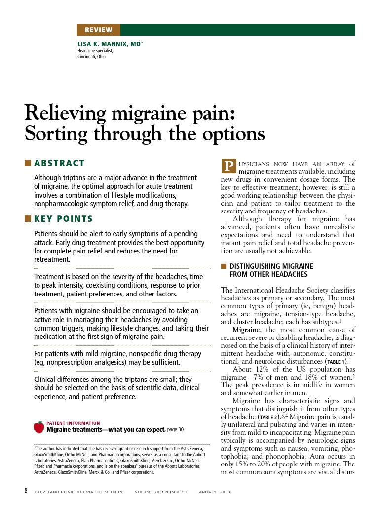 CCJM Relieving Migraine Pain | PDF | Migraine | Headache