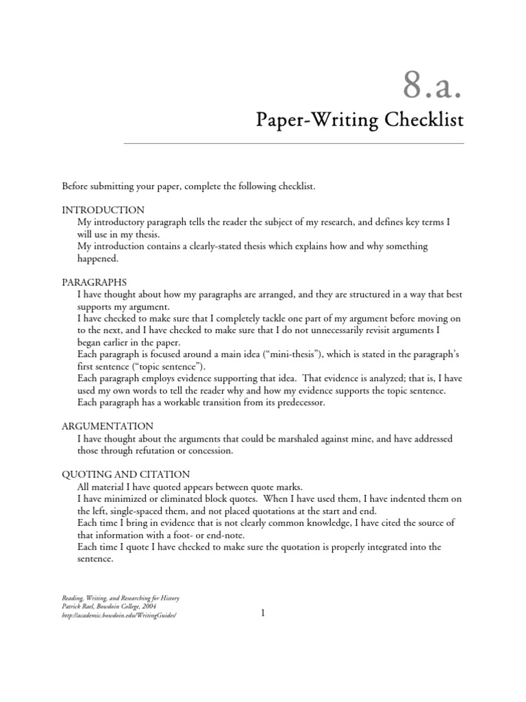 Checklist | PDF | Paragraph | Citation