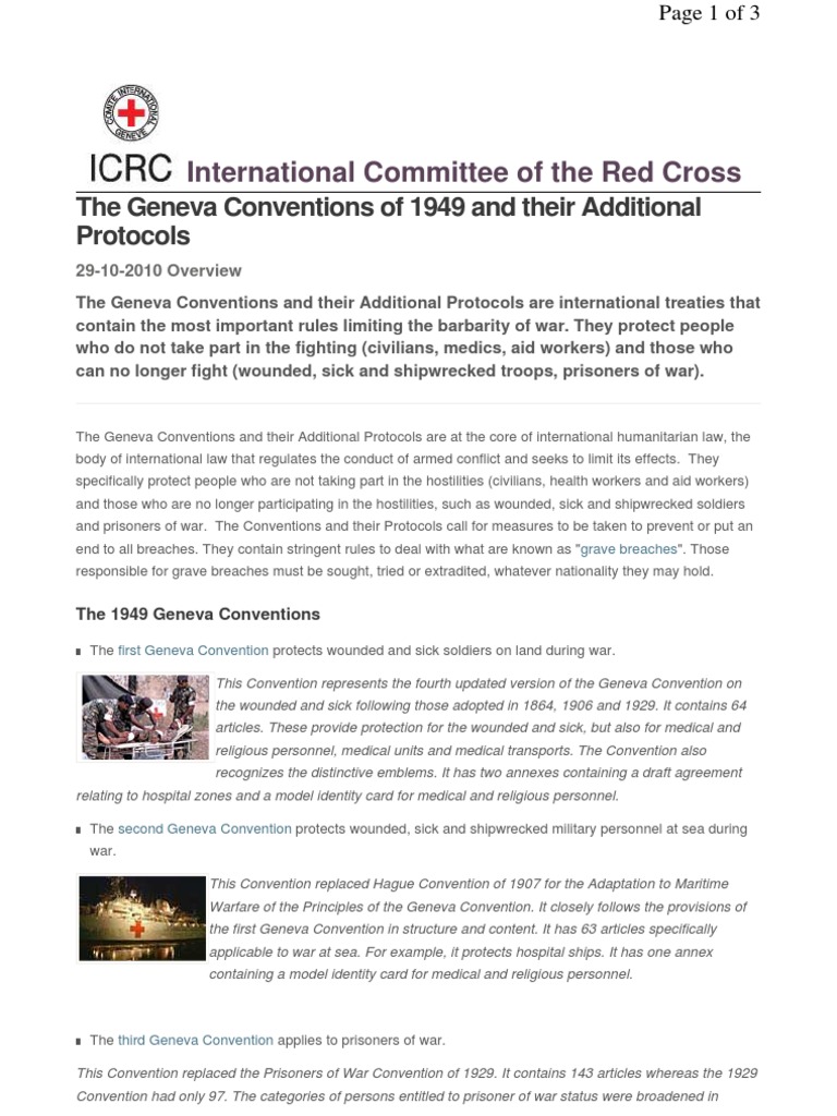 Genava Conventions of 1949 | PDF | Geneva Conventions | International ...