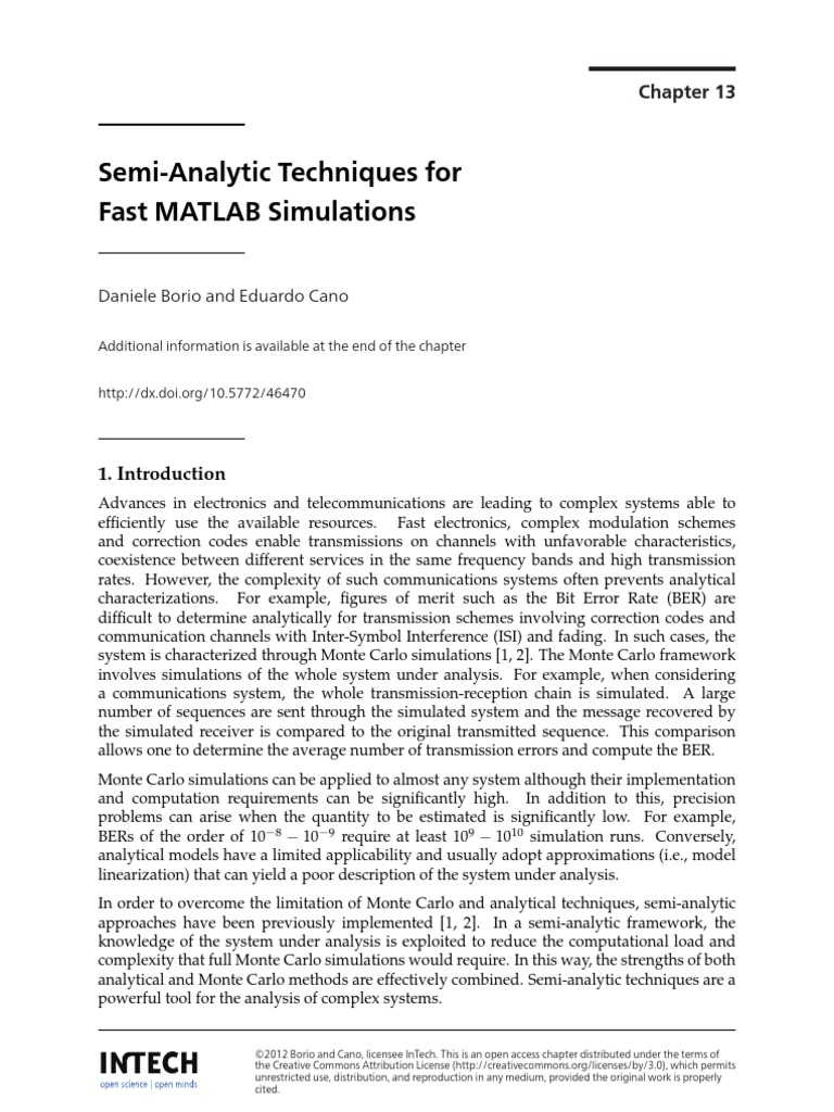 Intech Fast Matlab Simulation | PDF | Monte Carlo Method | Simulation