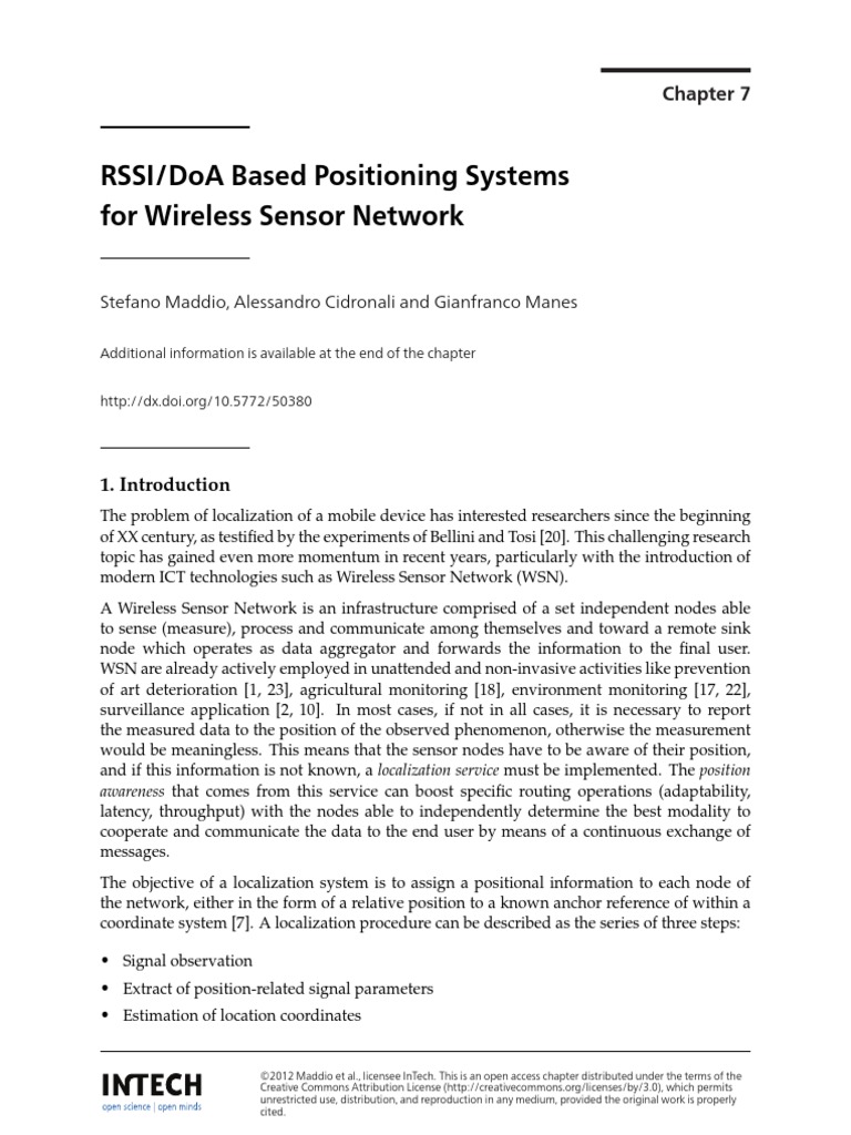 Rssi/Doa Based Positioning Systems For Wireless Sensor Network | PDF | Antenna (Radio ...