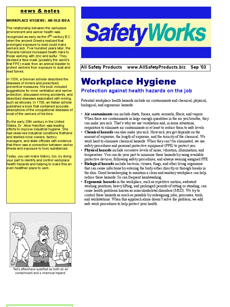 Workplace Hygiene: News & Notes | PDF | Personal Protective Equipment ...
