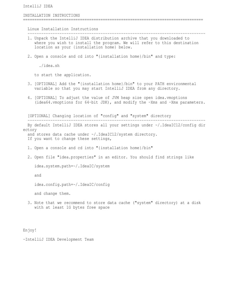 IntelliJ IDEA Linux Install Guide | PDF