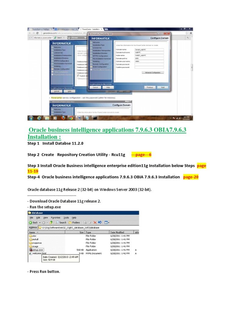 Obia Install | Oracle Database | Installation (Computer Programs)