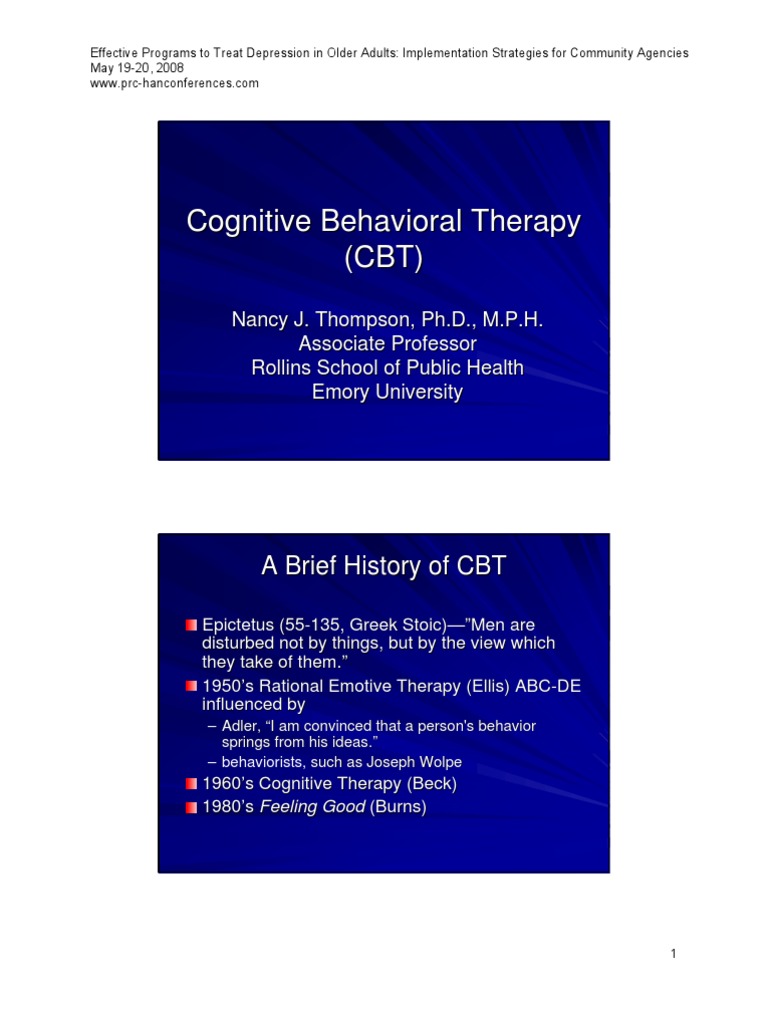 Cognitive Behavioral Therapy (CBT) | PDF | Cognitive Behavioral Therapy ...
