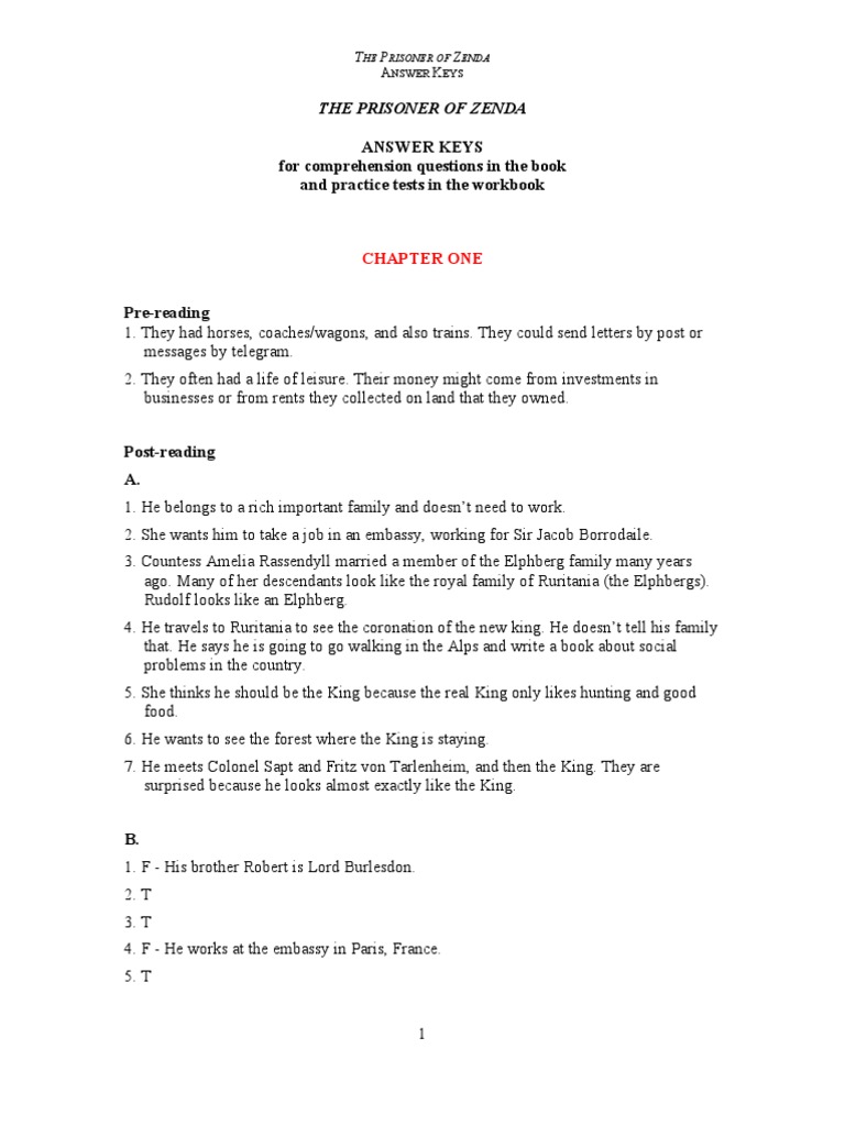 Answer Keys For Comprehension Questions in The Book and Practice Tests ...