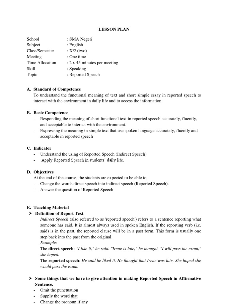 Lesson Plan Speaking | PDF | Lesson Plan | Teachers