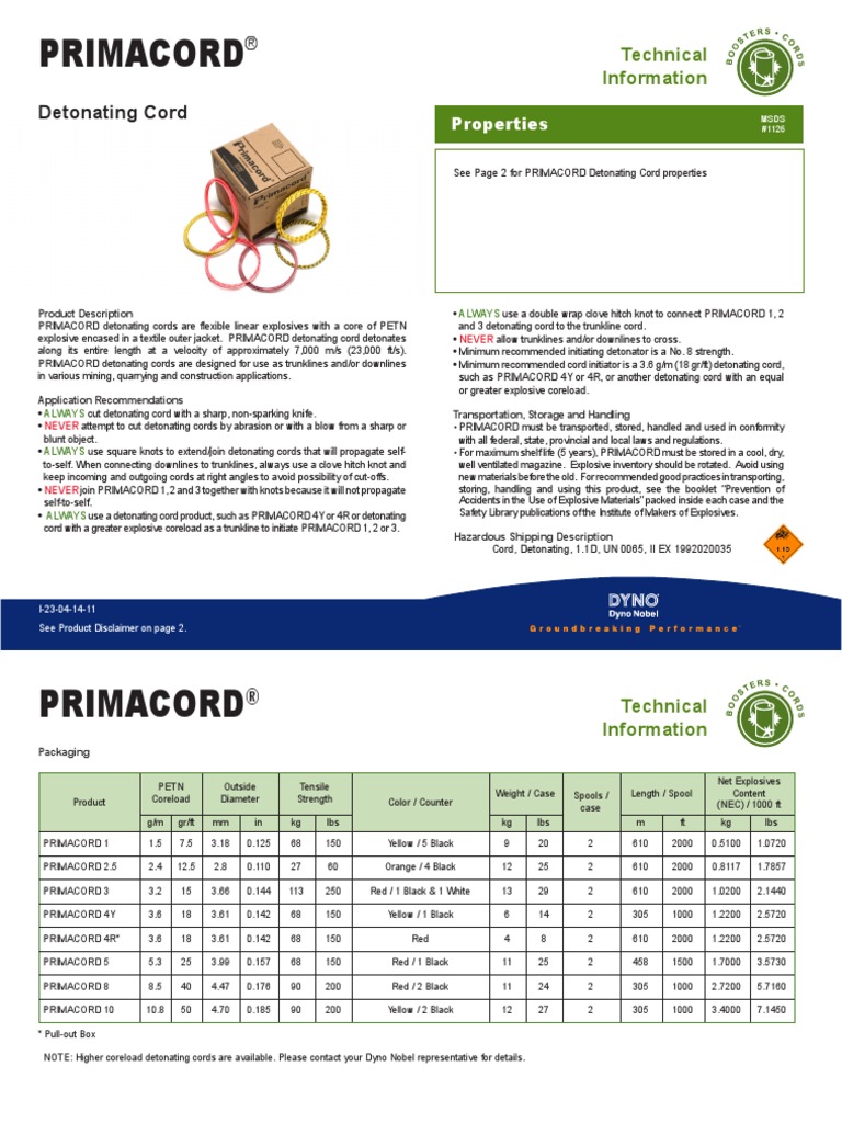 Primacord | PDF | Explosive Material | Knot