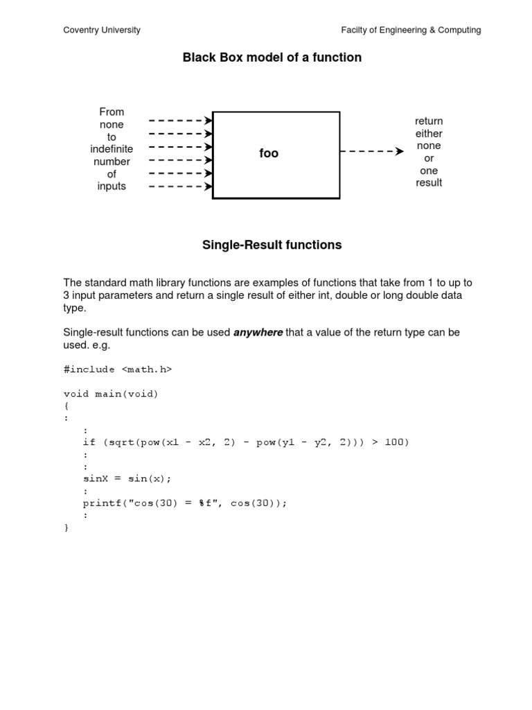 Black Box Model of A Function: Coventry University Facilty of ...