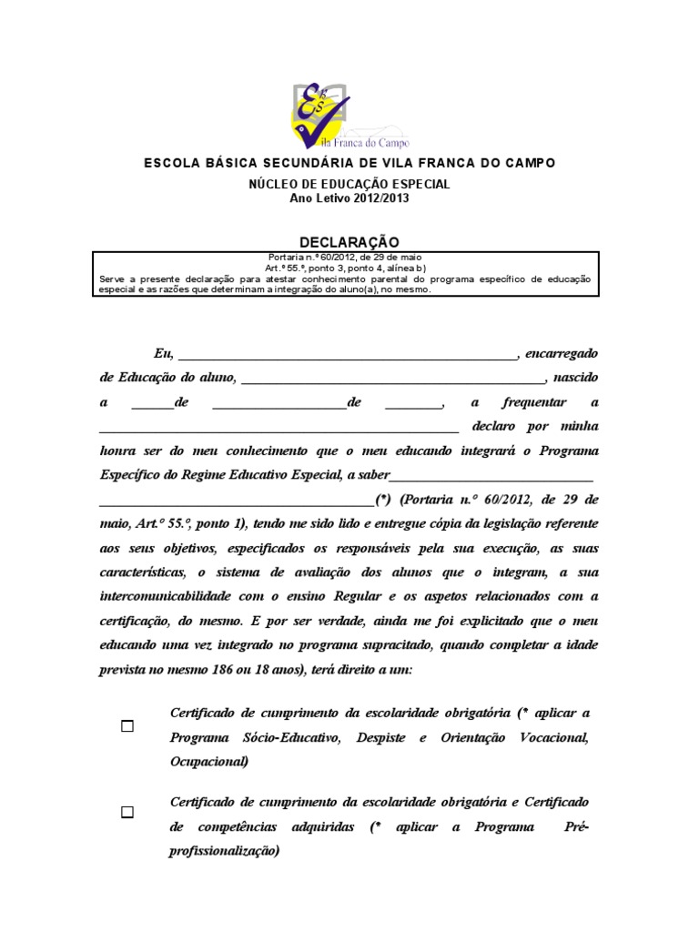 Declaração Parental | PDF