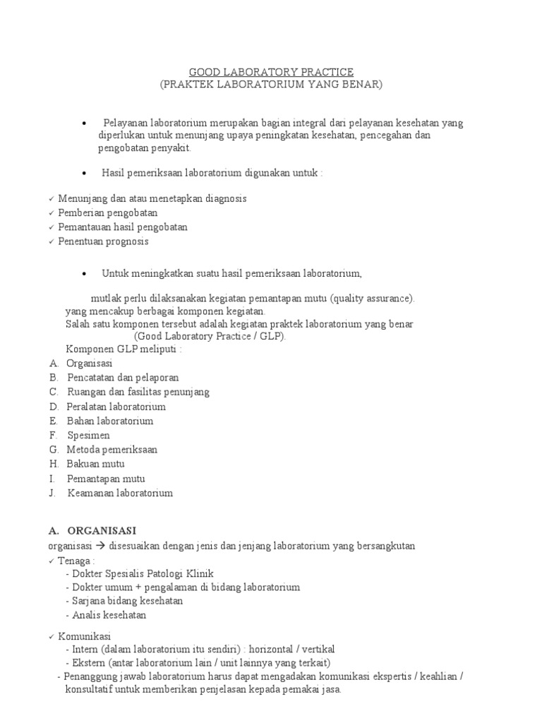 Good Laboratory Practice | PDF