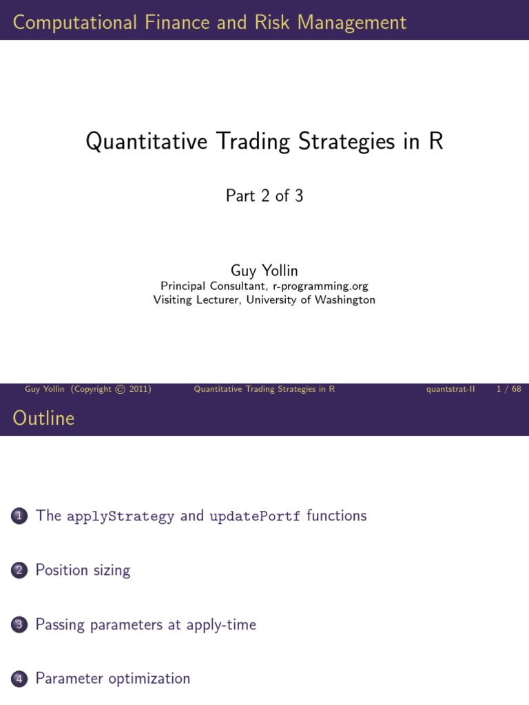 Quantitative Trading Strategies in R Part 2 of 3 | PDF | Mathematical ...
