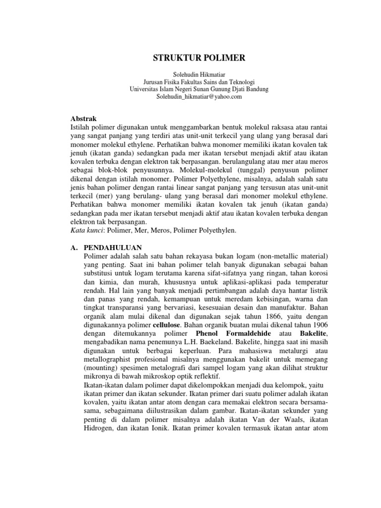 Laporan STRUKTUR POLIMER | PDF