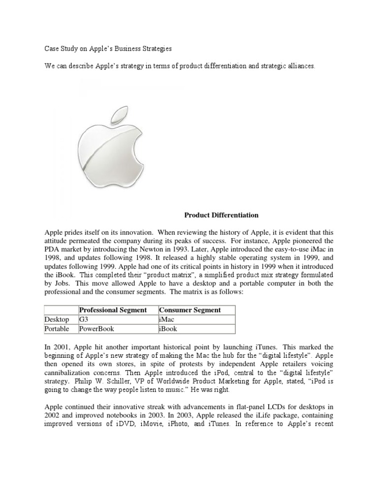 Apple’s Product Differentiation Strategy | PDF | Business | Computers