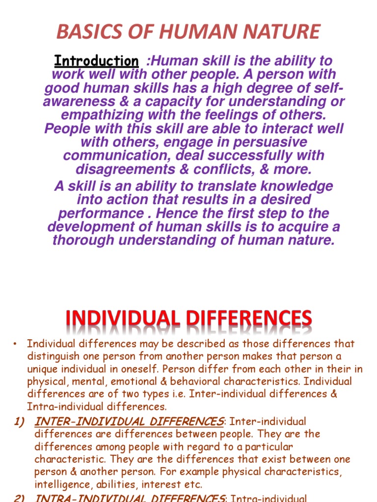 Basics of Human Nature | PDF | Child Development | Relationships