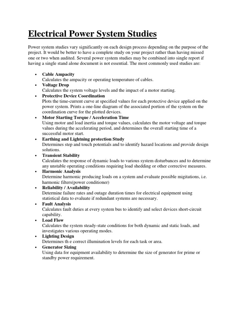 Electrical Power System Study | PDF | Technology & Engineering