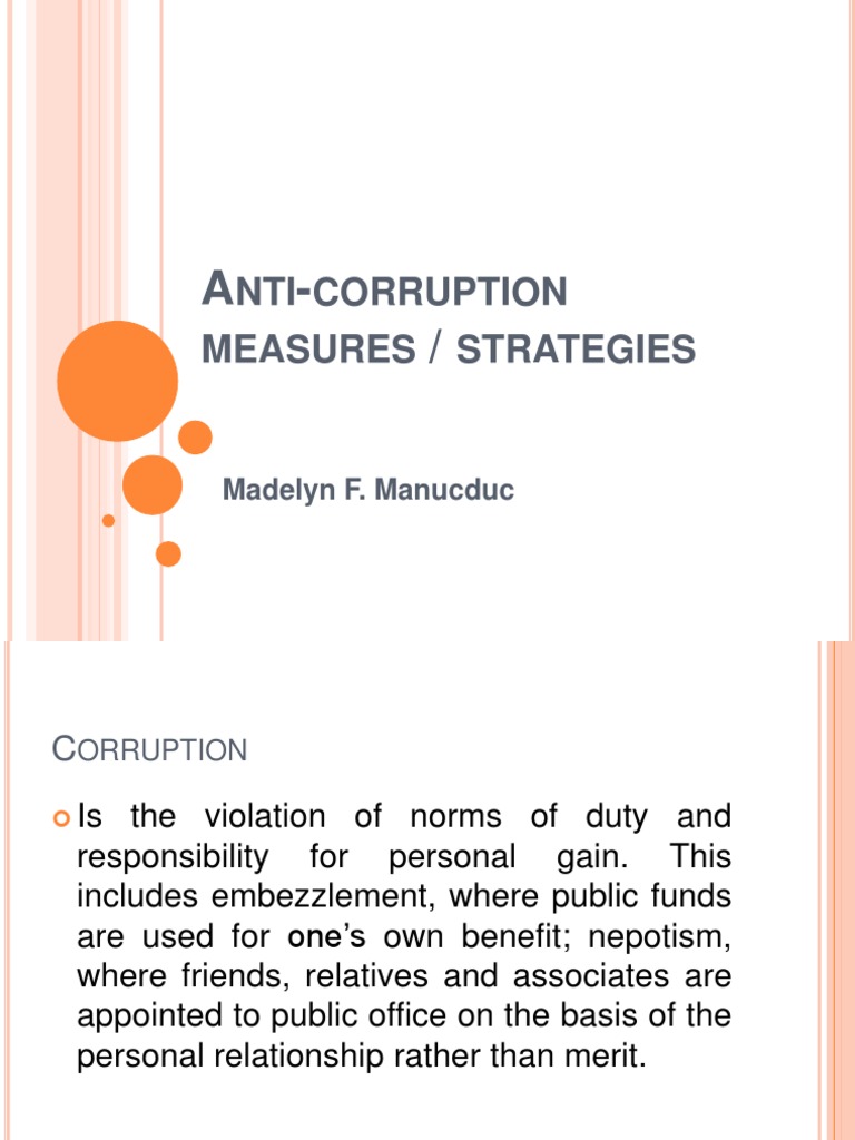 Anti-corruption measures.ppt | Corruption | Political Corruption