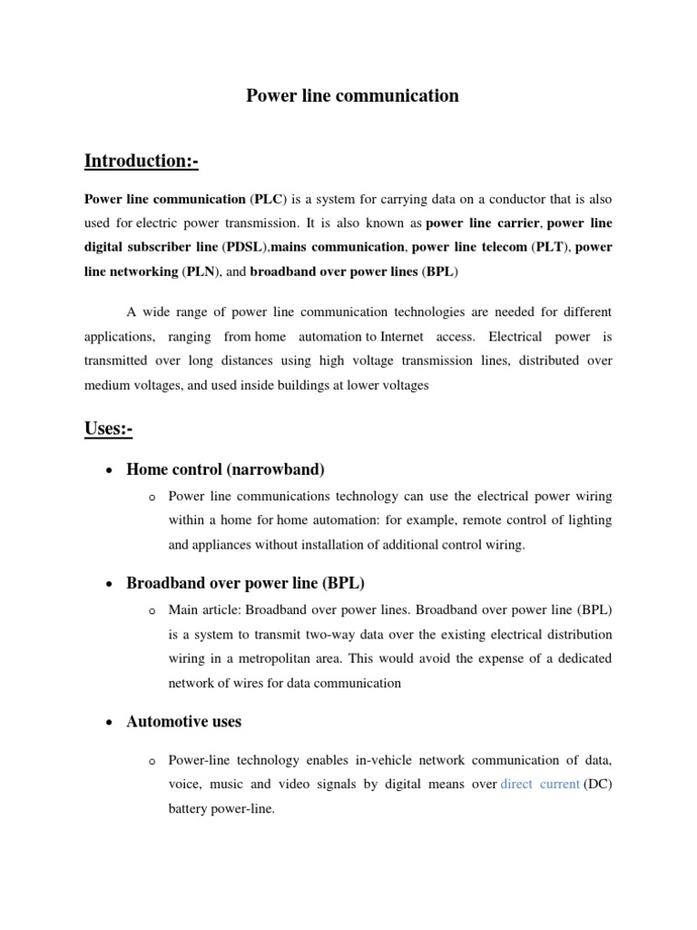 Power Line Communication Overview | PDF