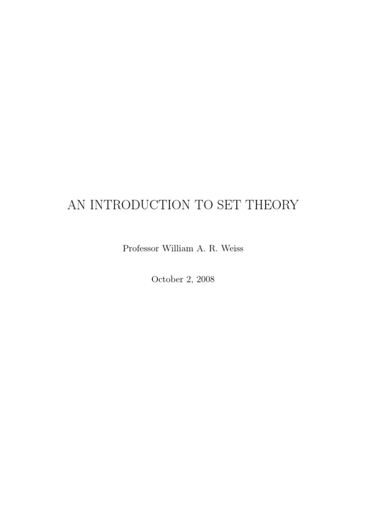 An Introduction To Set Theory | PDF