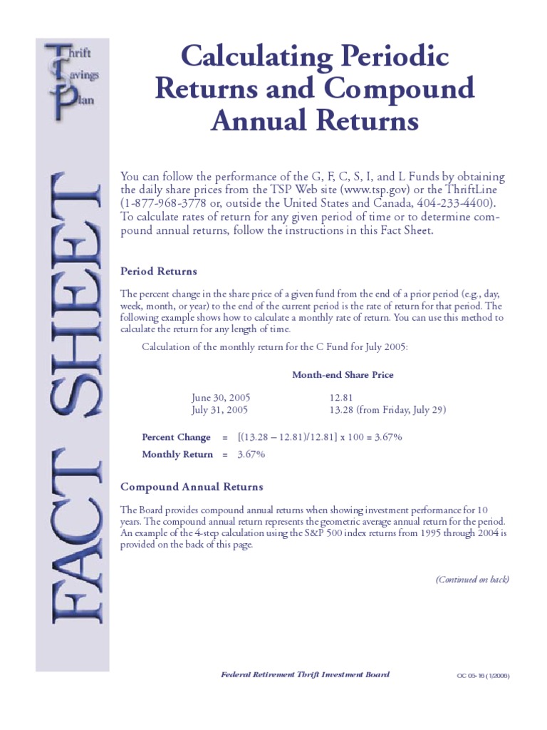 Calculating Periodic Returns and Compound Annual Returns | PDF ...