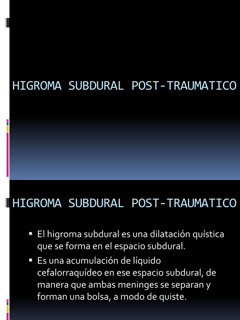 Higroma Subdural: Causas y Tratamiento | PDF | Especialidades Medicas ...