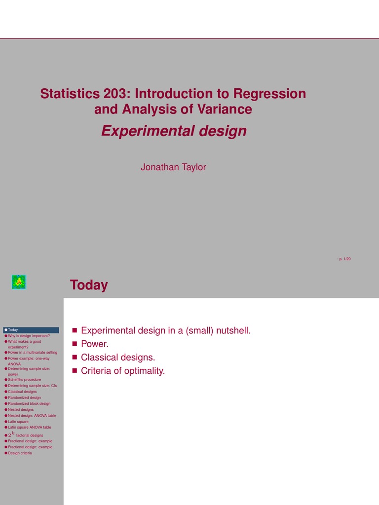 Experimental Design: Statistics 203: Introduction To Regression and ...