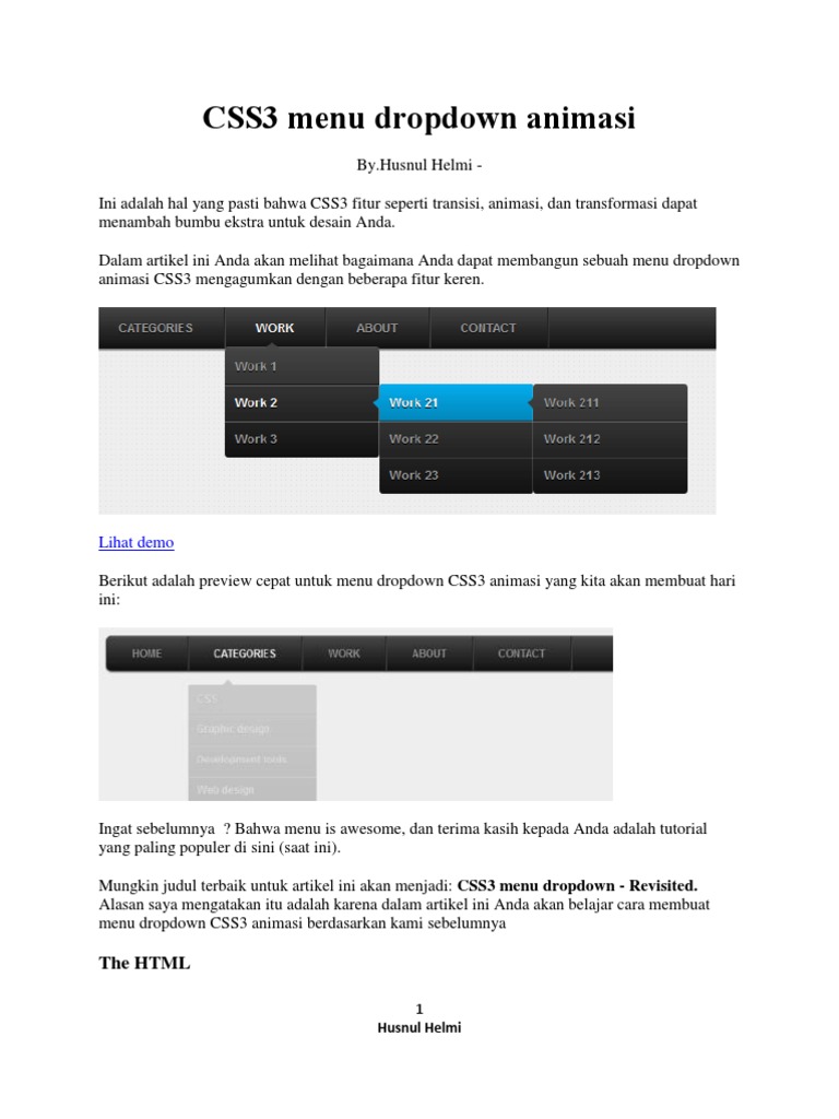 CSS3 Menu Dropdown Animasi | PDF | Komputer
