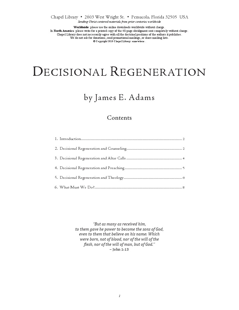 Decisionism Vs Regeneration | PDF | Born Again | Sermon