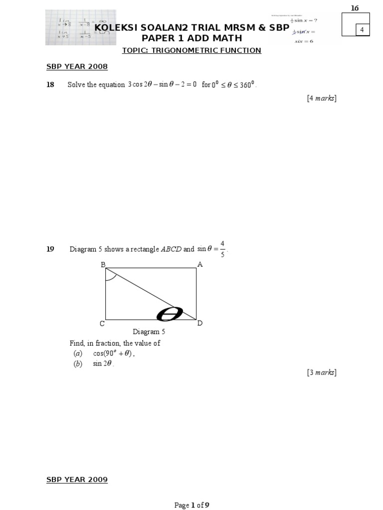 Koleksi Trial SBP Dan MRSM (Paper 1) | PDF