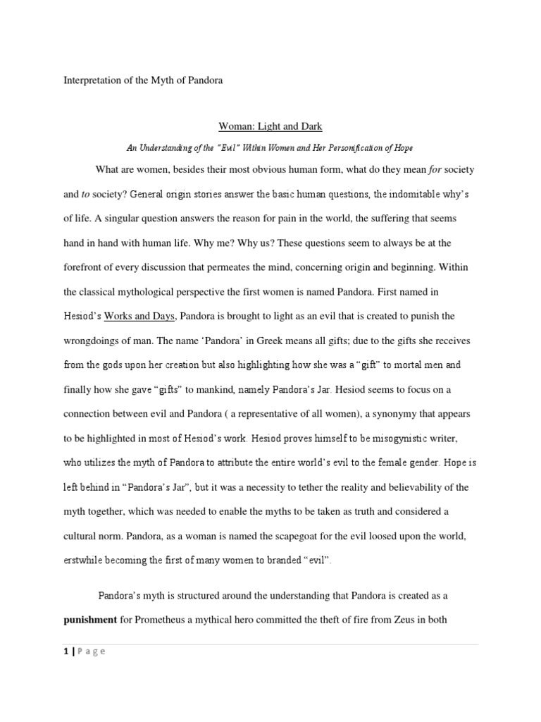An Interpretation of Pandora's Myth | PDF | Mythology | Greek Mythology