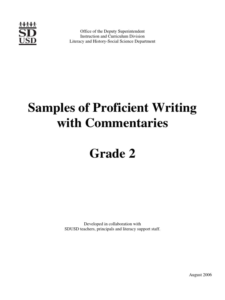 Samples of Proficient Writing With Commentaries Grade 2 | PDF | Rubric ...