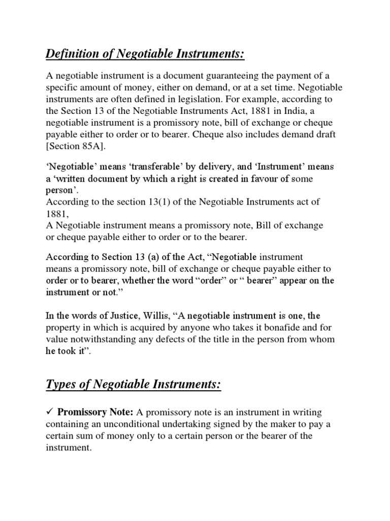 Law Relating To Negotiable Instrument Pdf Negotiable Instrument