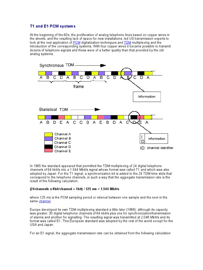 T1 and E1 PCM Systems | PDF | Communications Protocols | Network Protocols