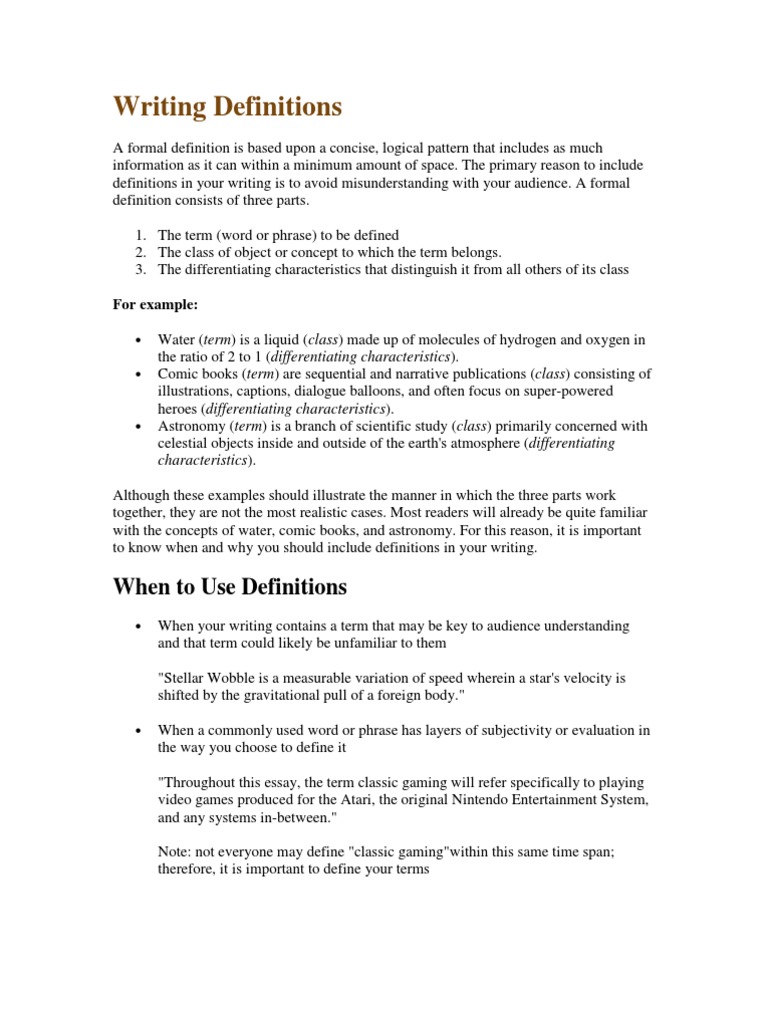 Writing Definitions | PDF | Astronomy | Definition