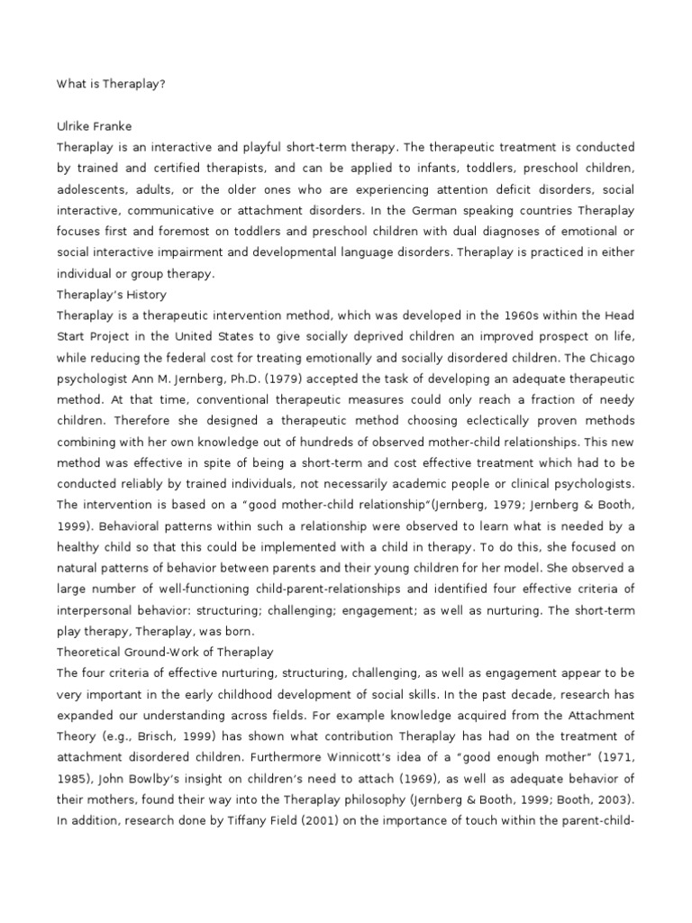 Theraplay | PDF | Psychotherapy | Attachment Theory