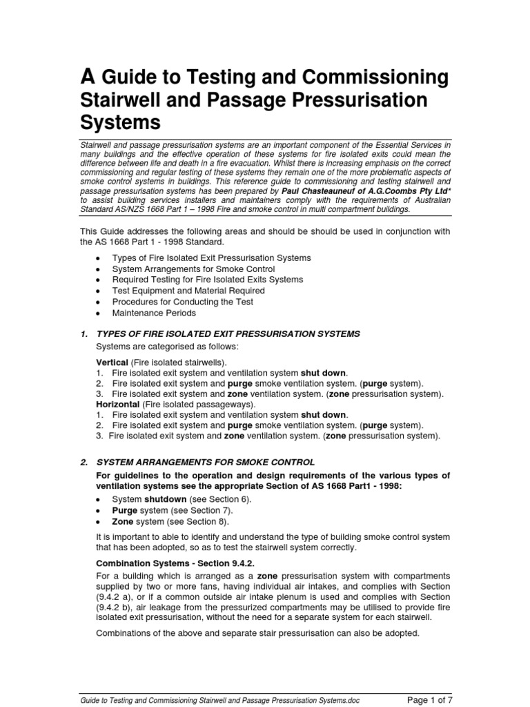 Stairwell and Passage Pressurisation Systems | Door | Stairs