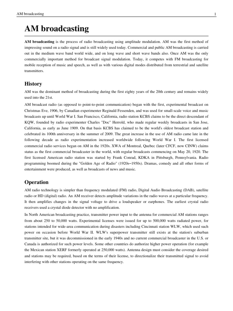 AM Broadcasting | PDF | Am Broadcasting | Radio Broadcasting