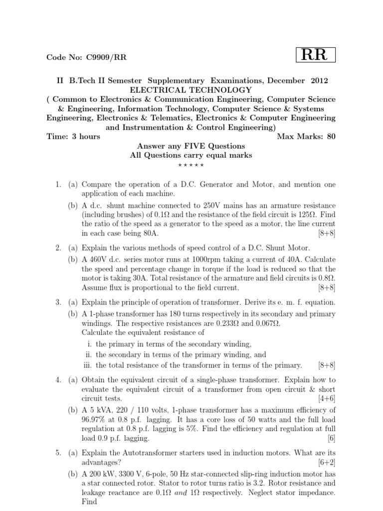 Btech 2nd Year Question Paper | PDF | Gas Compressor | Operational Amplifier