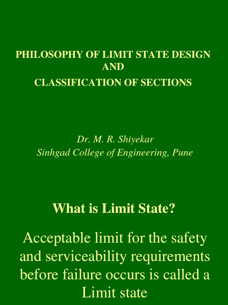Philosophy of Limit State Design and Classification of Sections | PDF ...