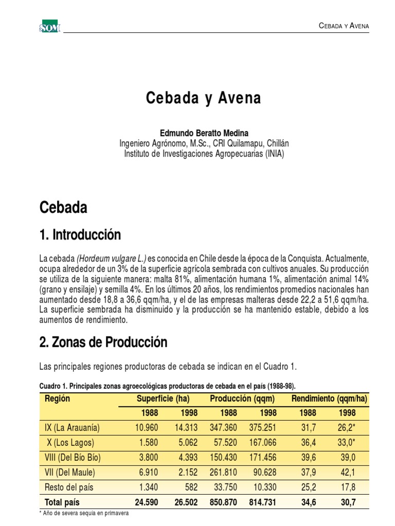 Cebada y Avena | PDF | Cereales | Siembra