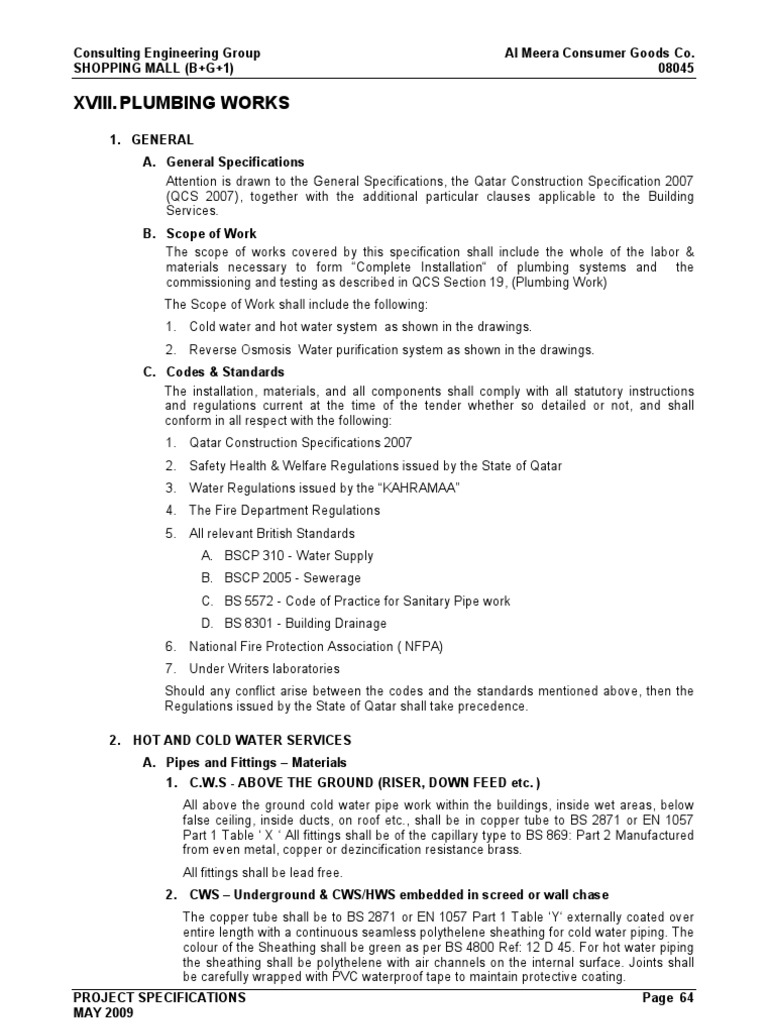 Plumbing Specs | PDF | Water Heating | Pipe (Fluid Conveyance)