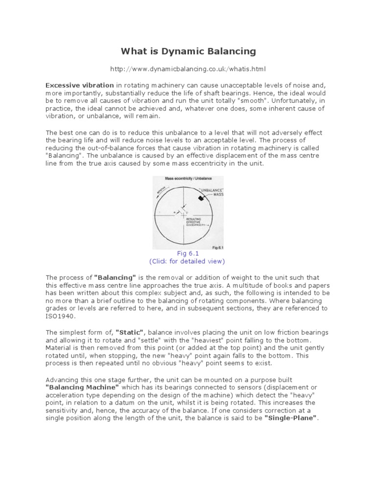 What Is Dynamic Balancing | Download Free PDF | Bearing (Mechanical ...