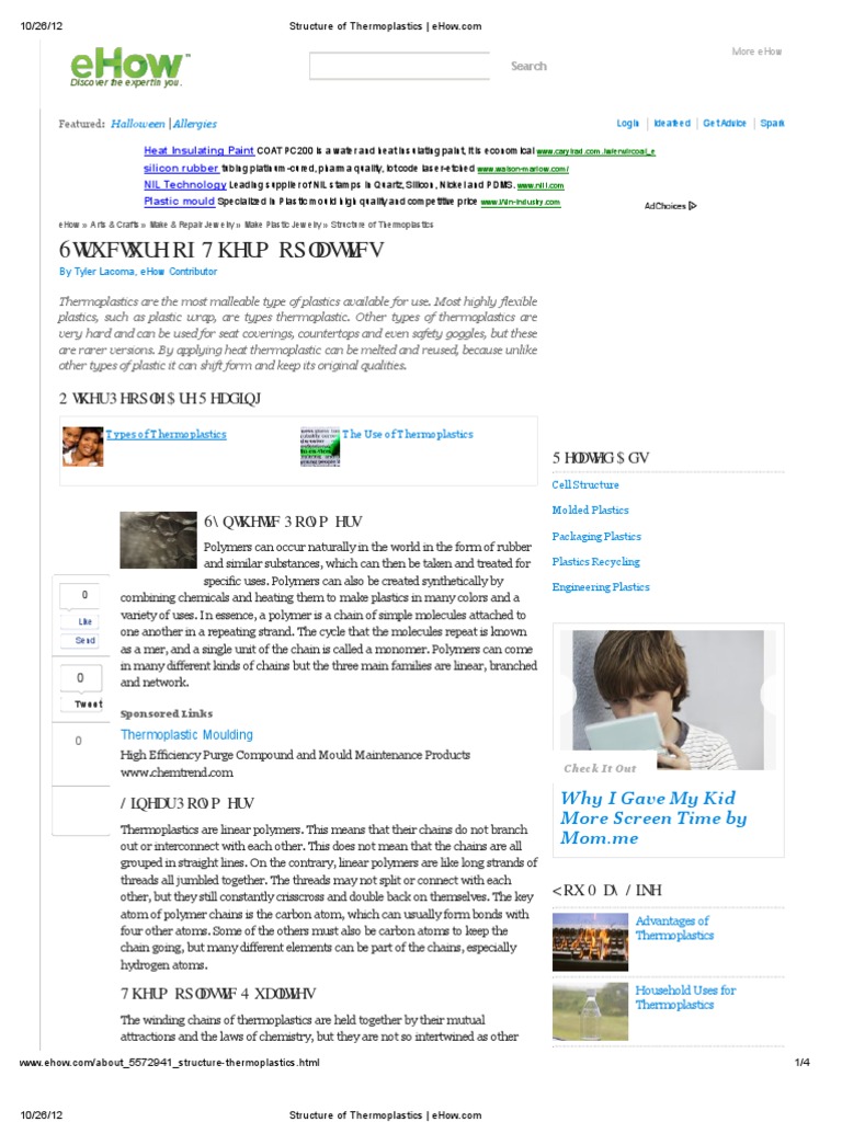 Structure of Thermoplastics | PDF | Thermoplastic | Plastic