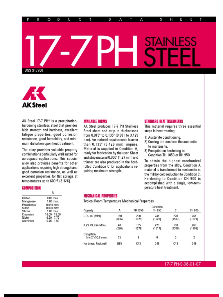 17-7 PH Data Sheet | Heat Treating | Stainless Steel
