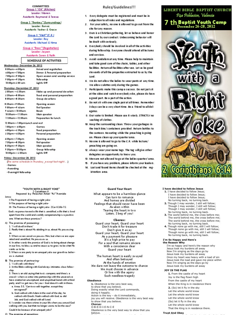 Youth Camp Programme | PDF | Jesus | Religion And Belief