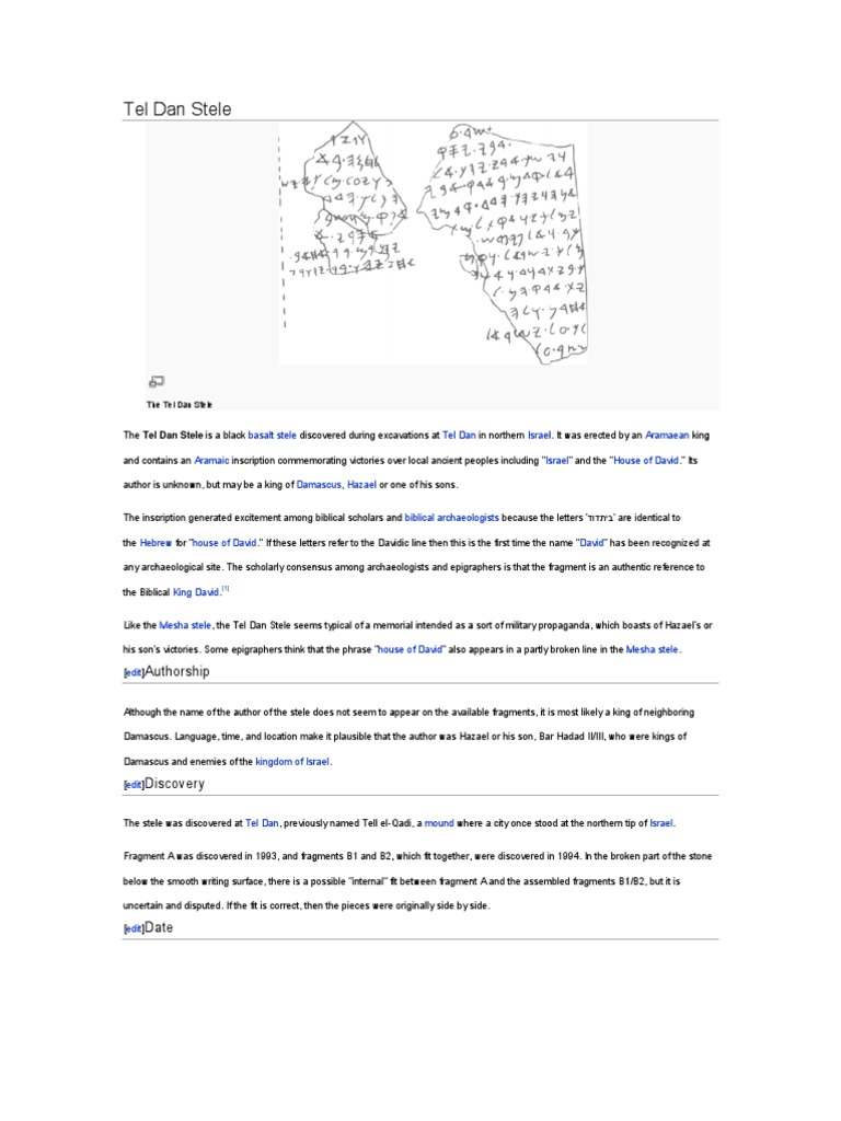 Tel D Dan Stele: Au Uthorship | PDF | Hebrew Bible | Ancient Near East